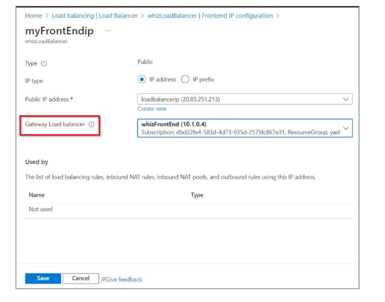 Creation of Gateway Load balancer using Azure Portal