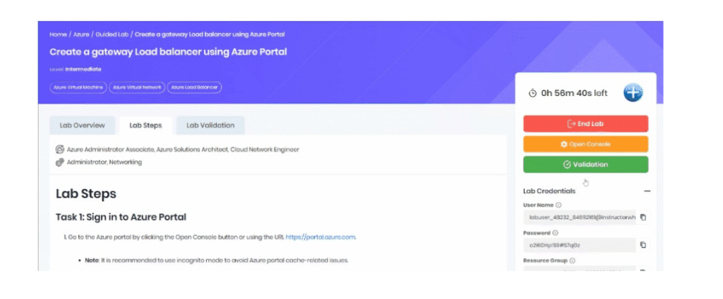 Creation of Gateway Load balancer using Azure Portal
